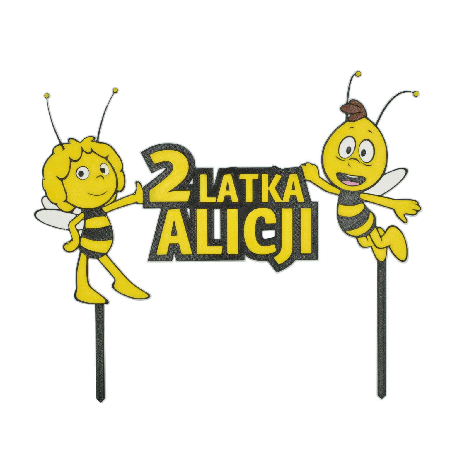 Topper Pszczółka Maja i Gucio, personalizowany - 3D PATI Print